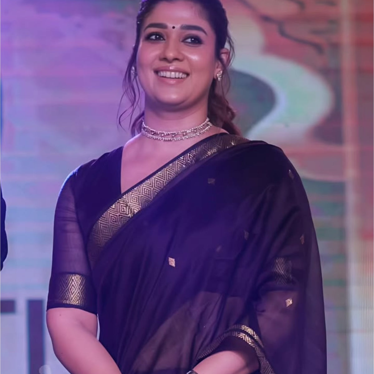 Nayanthara Purple Maheshwari Silk Cotton Saree – Varnam Fashions